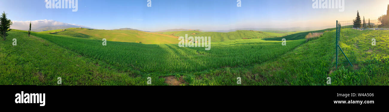 Landscape in spring. Sinuous gorgeous green hills Stock Photo - Alamy