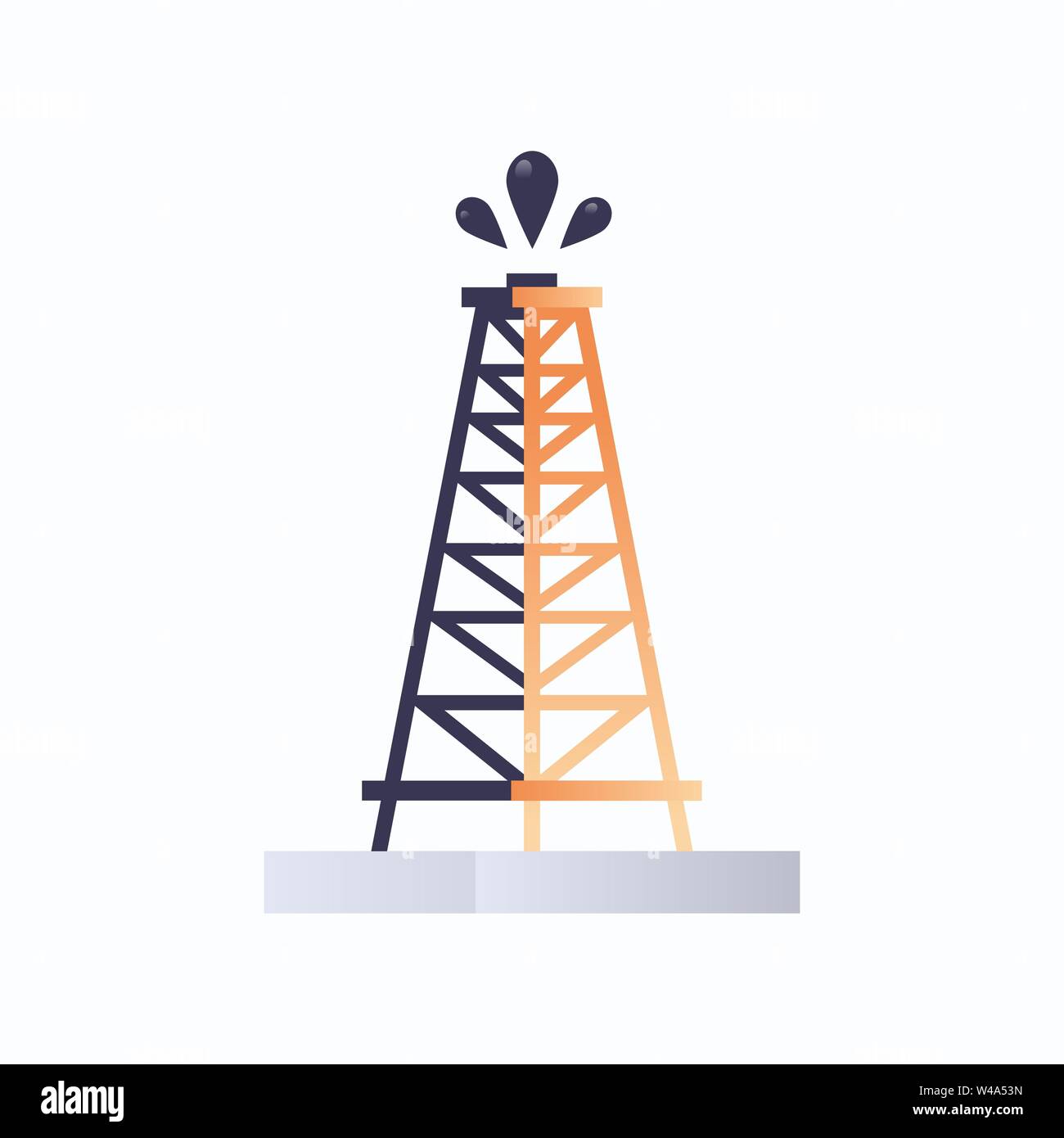 rig drilling platform gusher icon oil industry concept flat white background Stock Vector Image ...