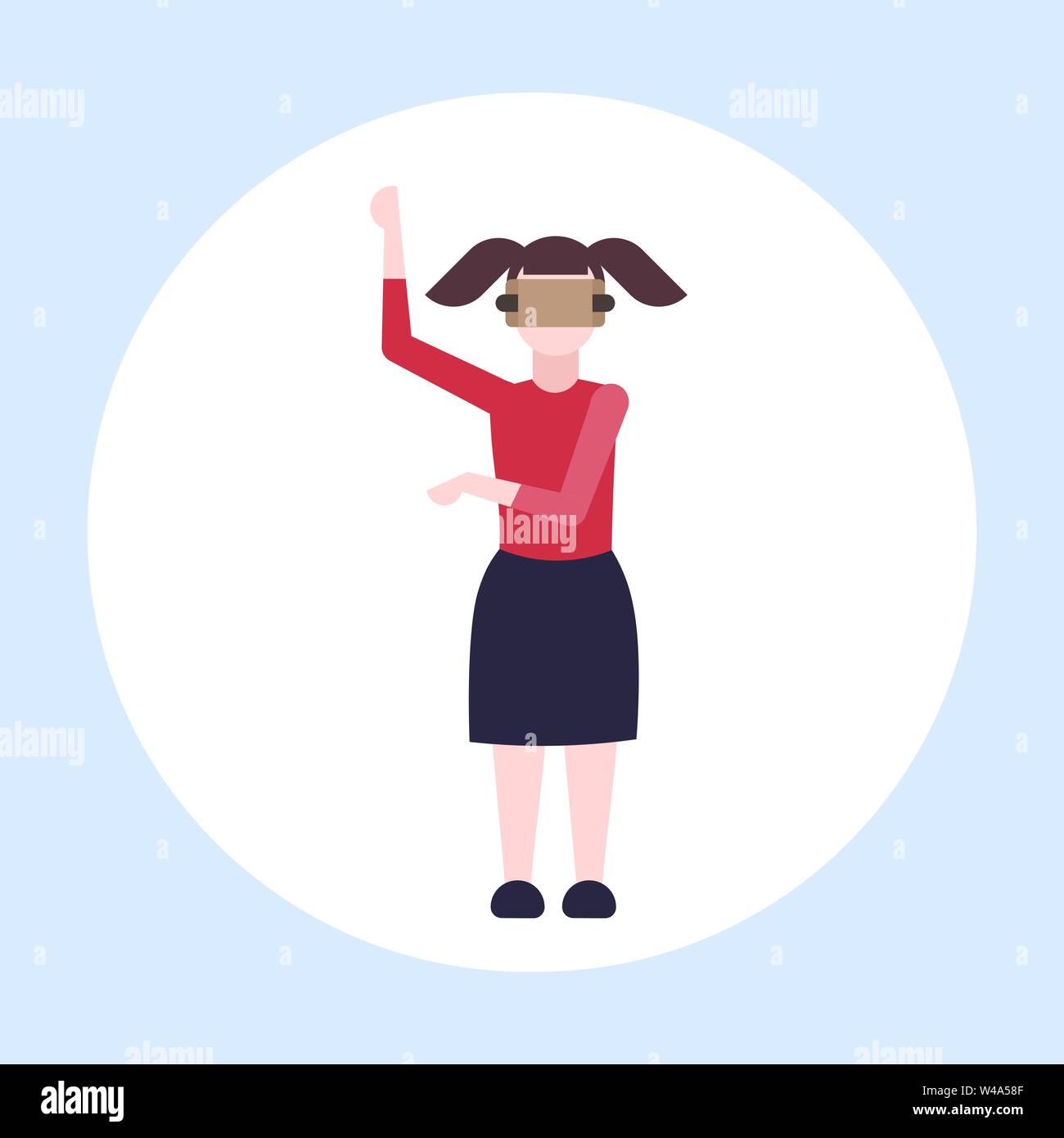 woman wearing modern 3d glasses girl experiencing virtual reality ...