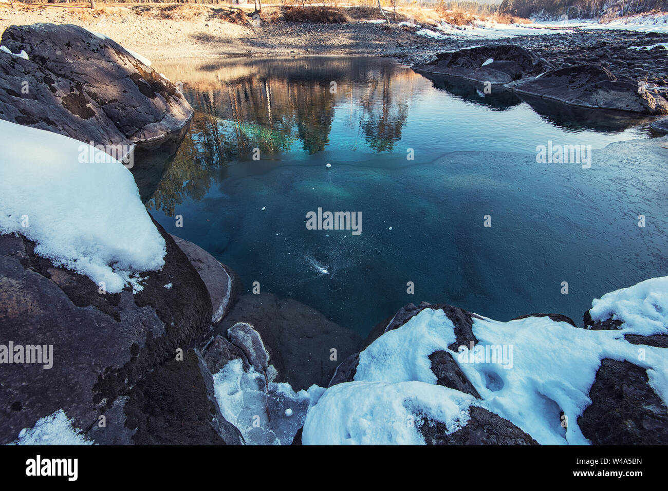 Crystal pure water of blue lake Stock Photo - Alamy