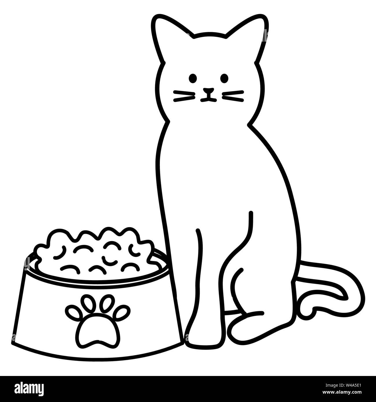 cute cat mascot with dish food vector illustration design Stock Vector ...