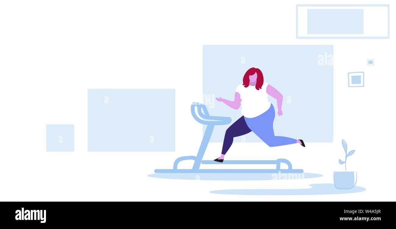 Fat woman gym cartoon illustration Stock Vector Images - Alamy
