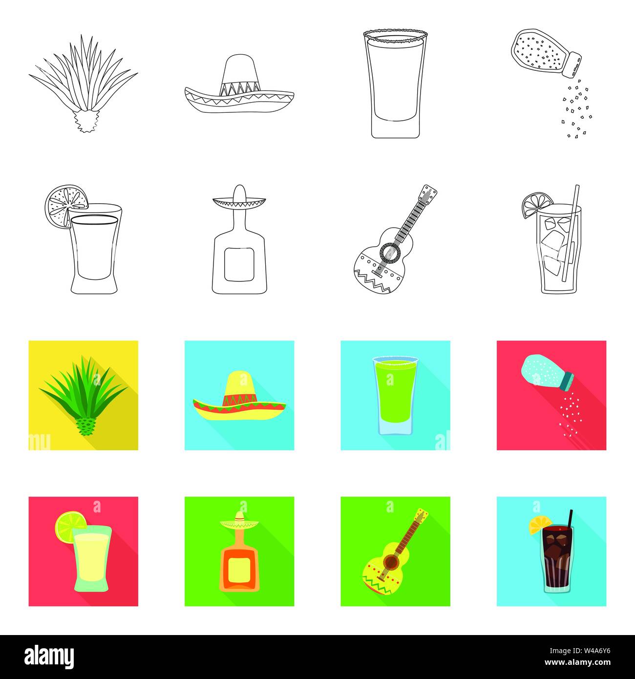 Vector illustration of cafe and Latin logo. Collection of cafe and ...