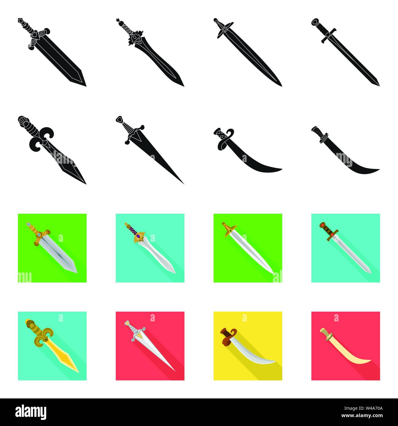 Vector design of game and armor sign. Set of game and blade stock ...