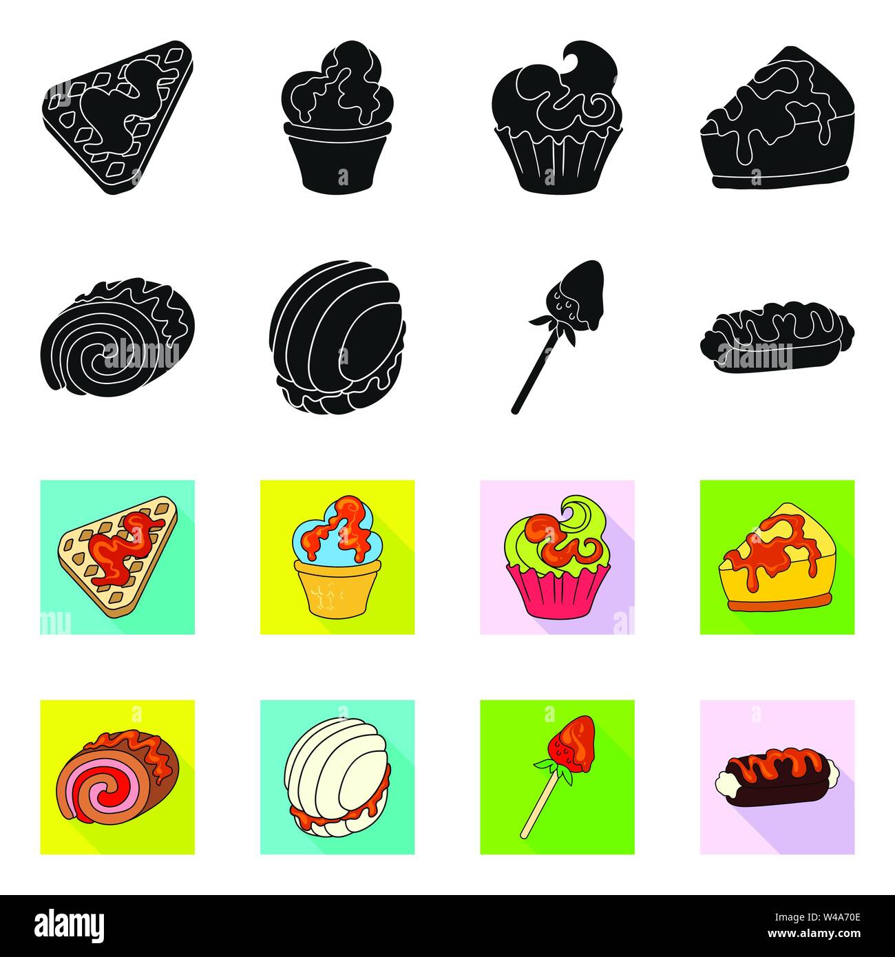 Isolated object of confectionery and culinary icon. Collection of ...