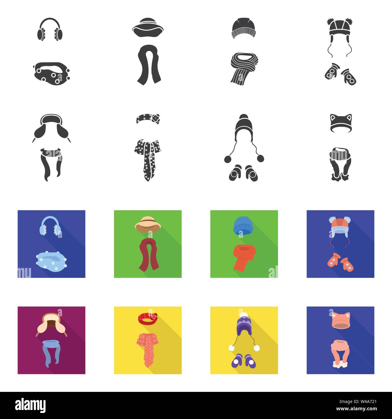 Vector design of clothes and texture symbol. Set of clothes and weather ...