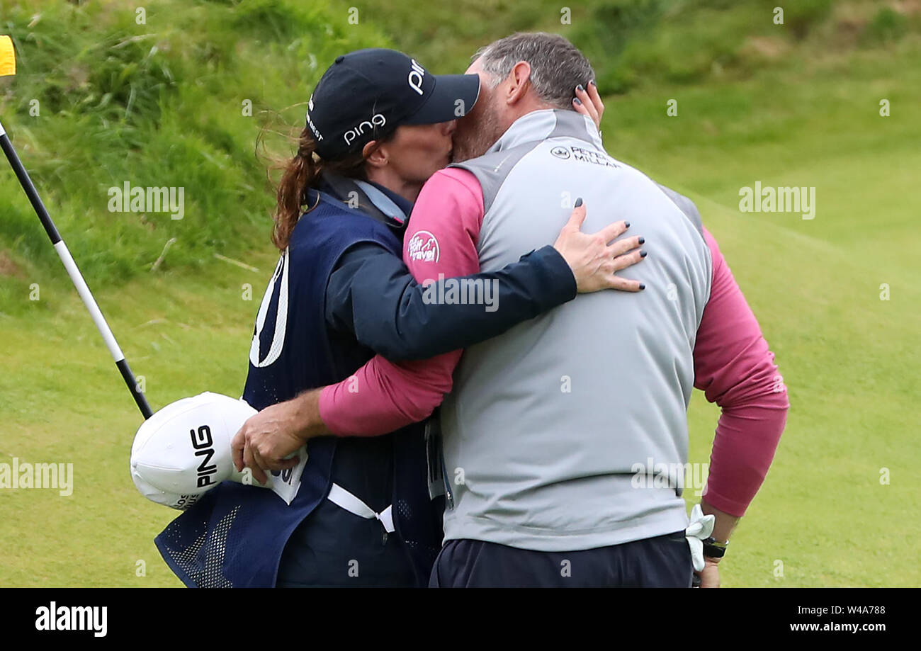 England's Lee Westwood (right) with caddy and girlfriend Helen Storey ...