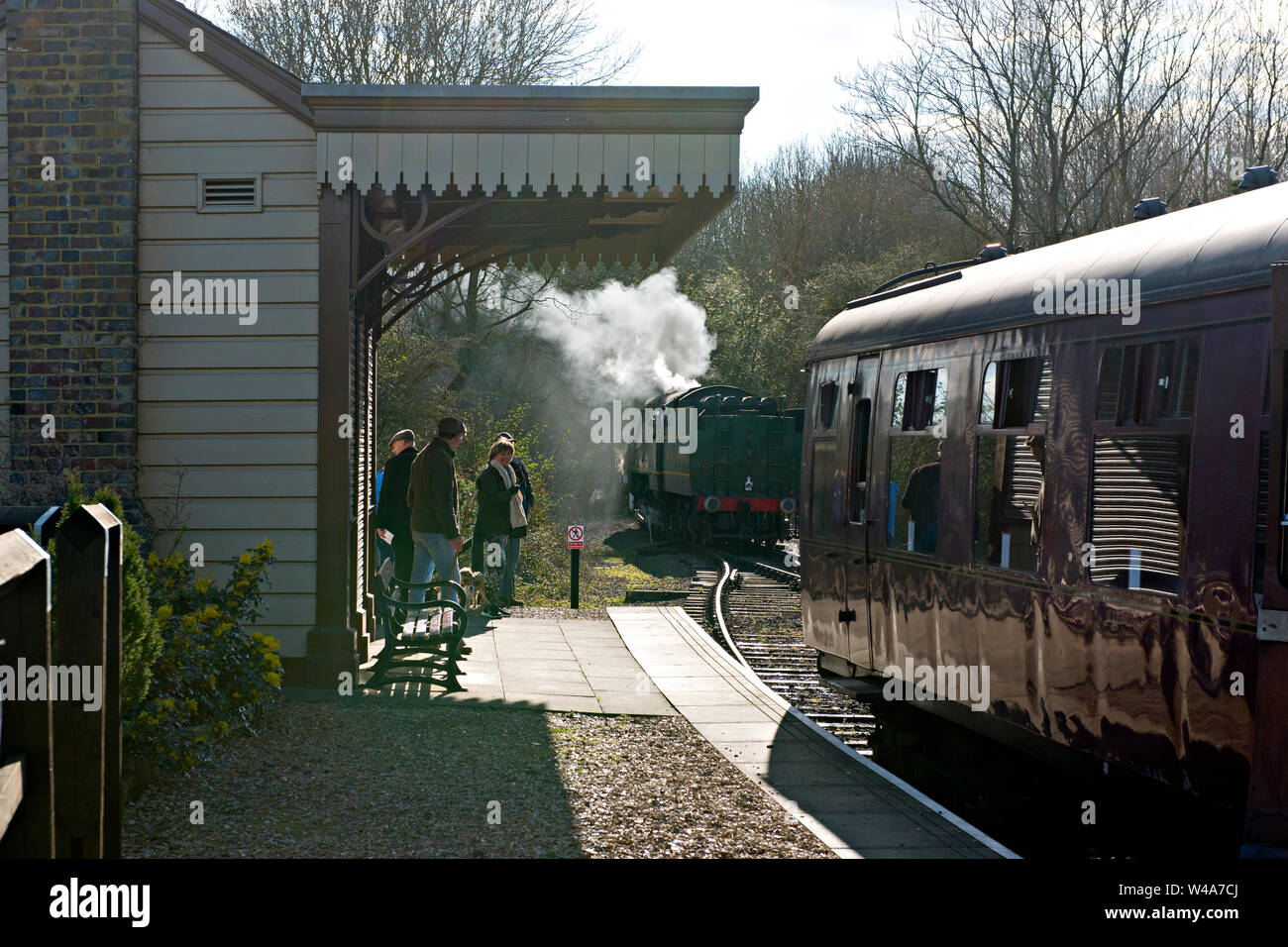 Loco 34081 '92 Squadron' reverses onto it's train at Yarwell Junction ...