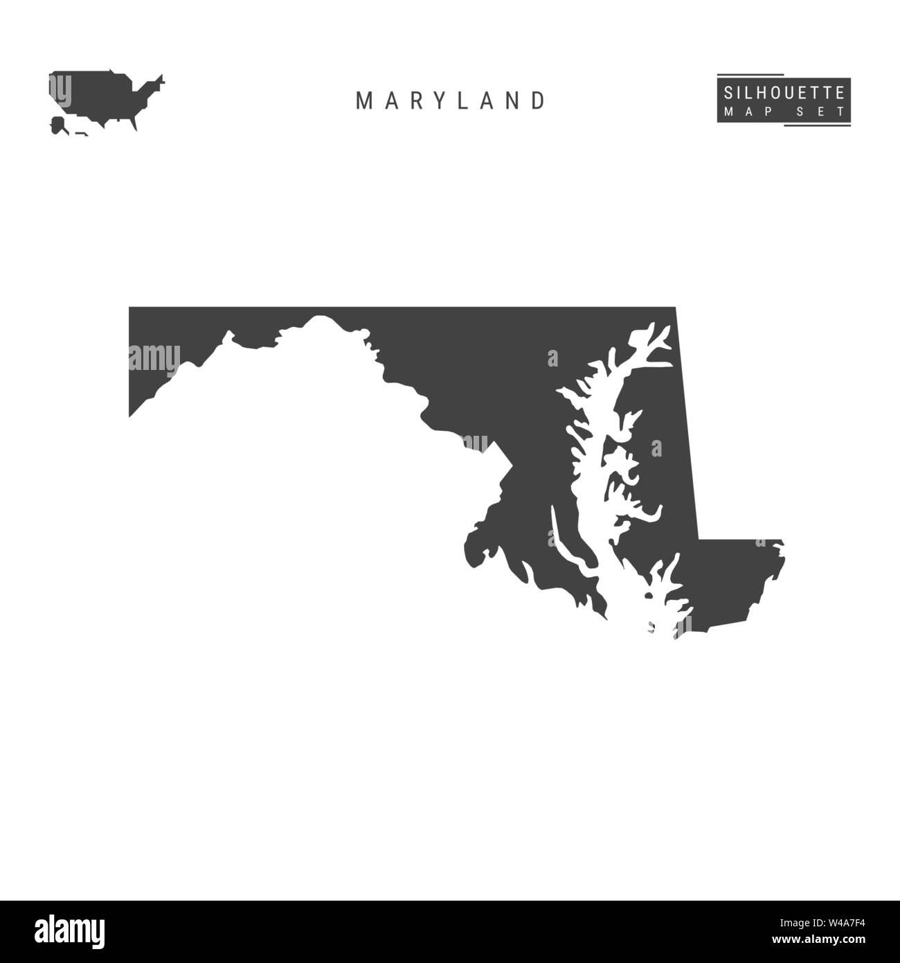 Maryland US State Blank Vector Map Isolated on White Background. High ...