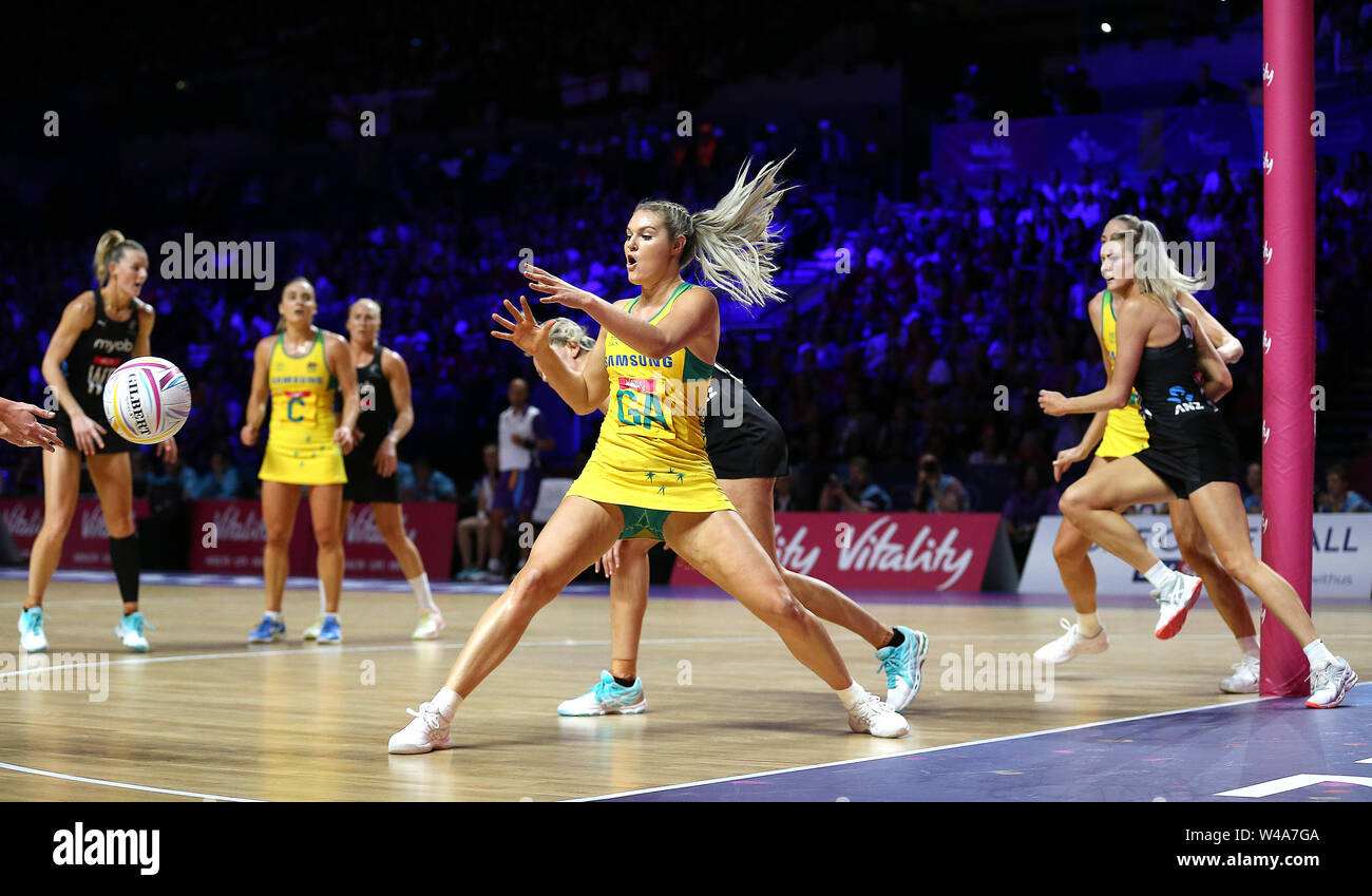 Australia's Gretel Tippett (centre) in action against New Zealand ...