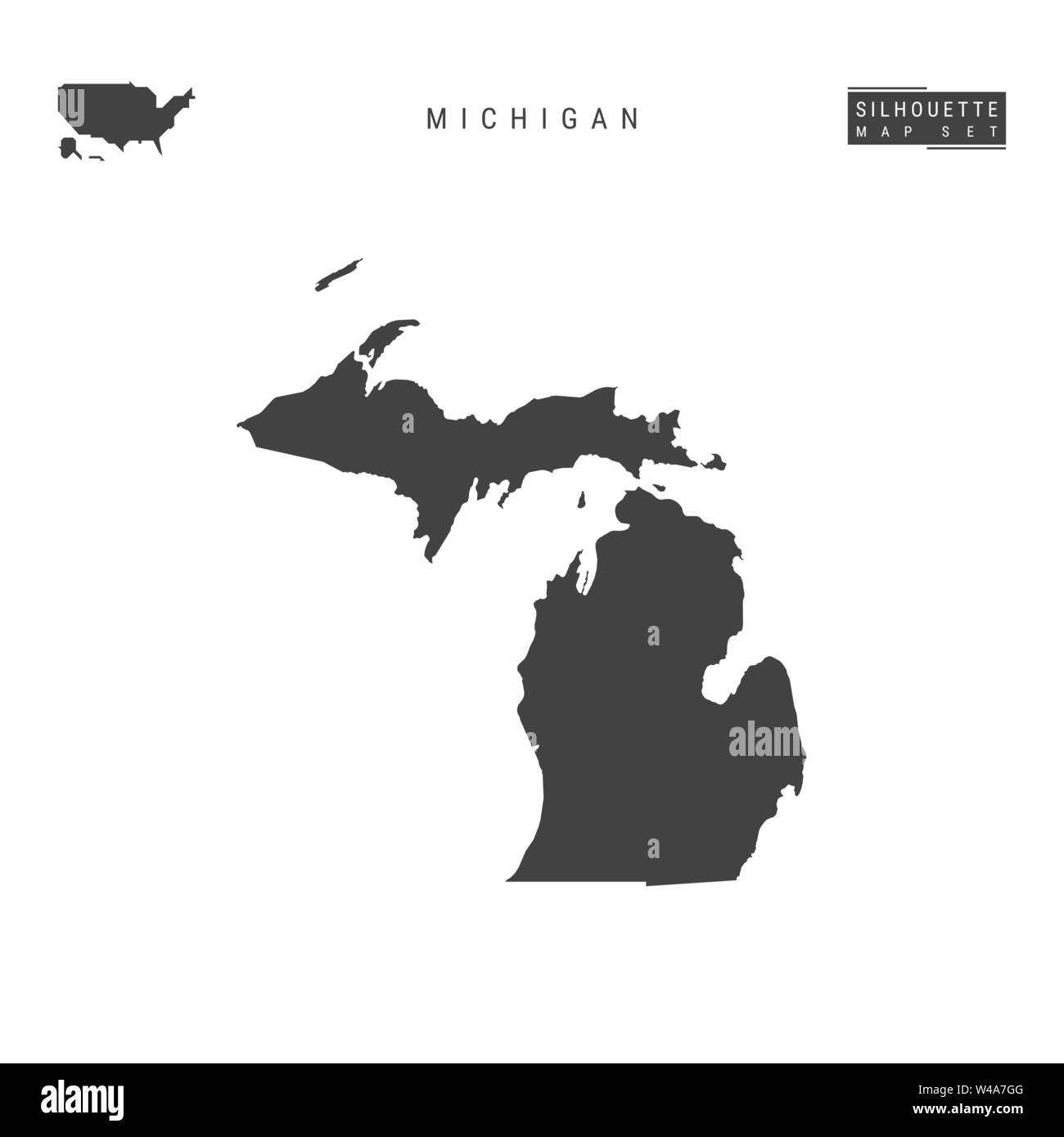 Michigan US State Blank Vector Map Isolated on White Background. High ...