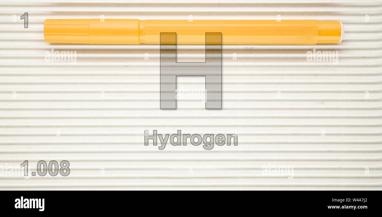 Hydrogen chemical element atomic data and symbol illustration backdrop ...