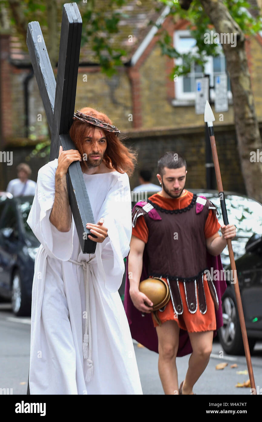 London, UK. 21 July 2019. People take part in the Procession of Our ...