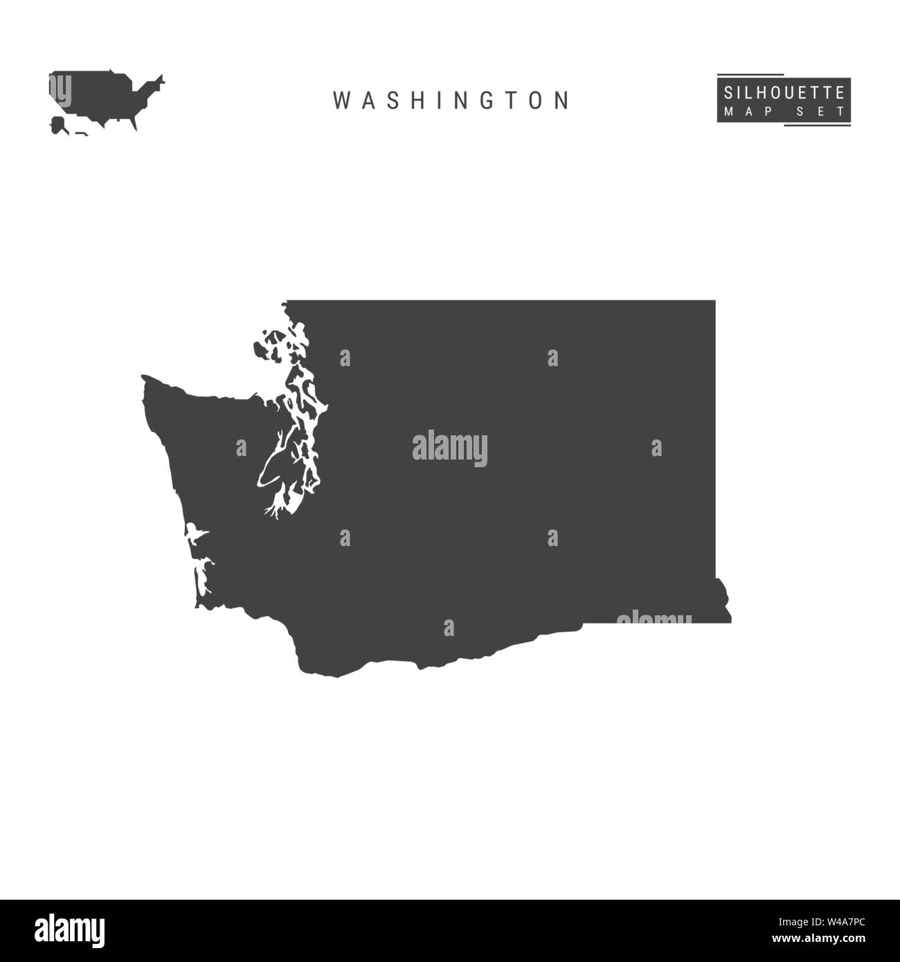 Washington US State Blank Vector Map Isolated on White Background. High ...