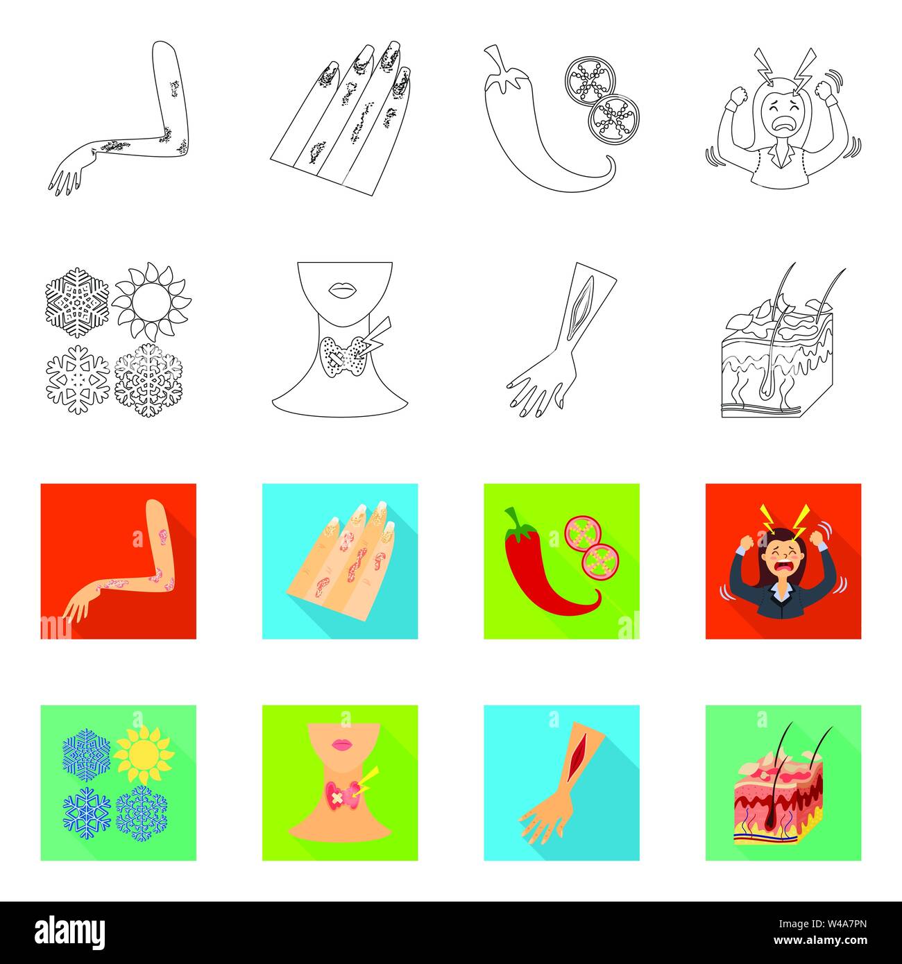Vector illustration of medical and pain logo. Set of medical and ...