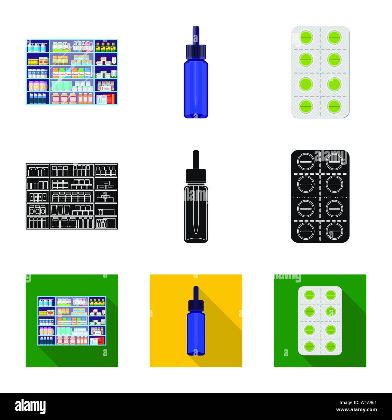 Vector design of retail and healthcare icon. Set of retail and wellness ...