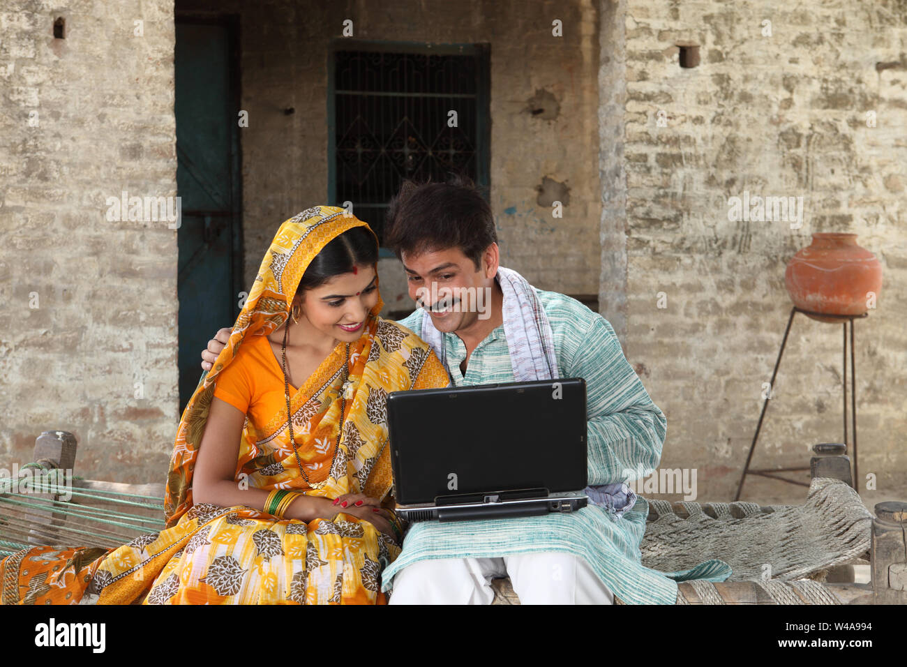 Indian rural woman laptop hi-res stock photography and images - Alamy