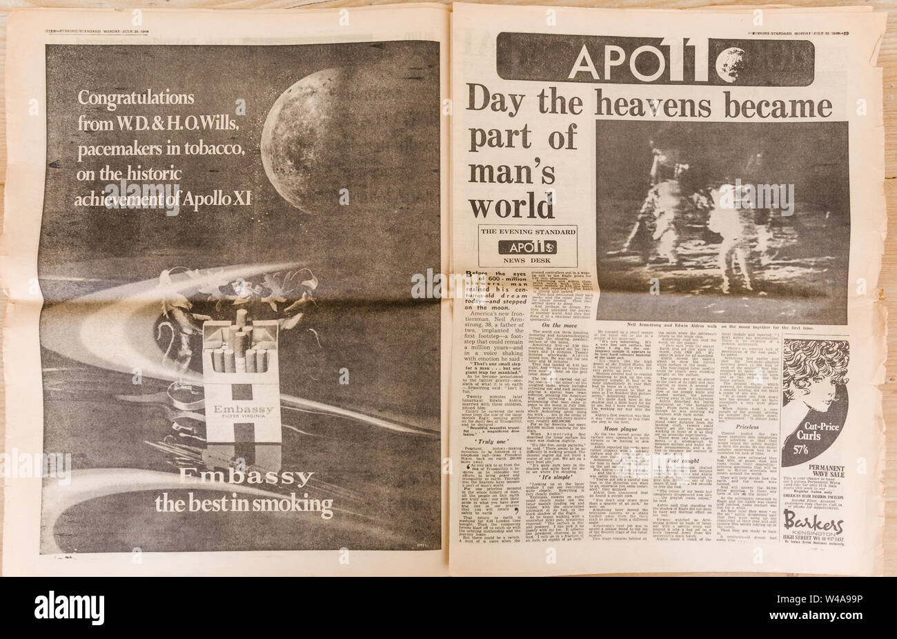 Apollo 11 London Evening news papers from 1969 Stock Photo - Alamy