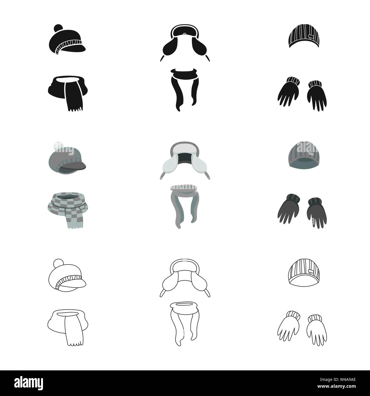 Vector design of clothes and texture icon. Set of clothes and weather ...