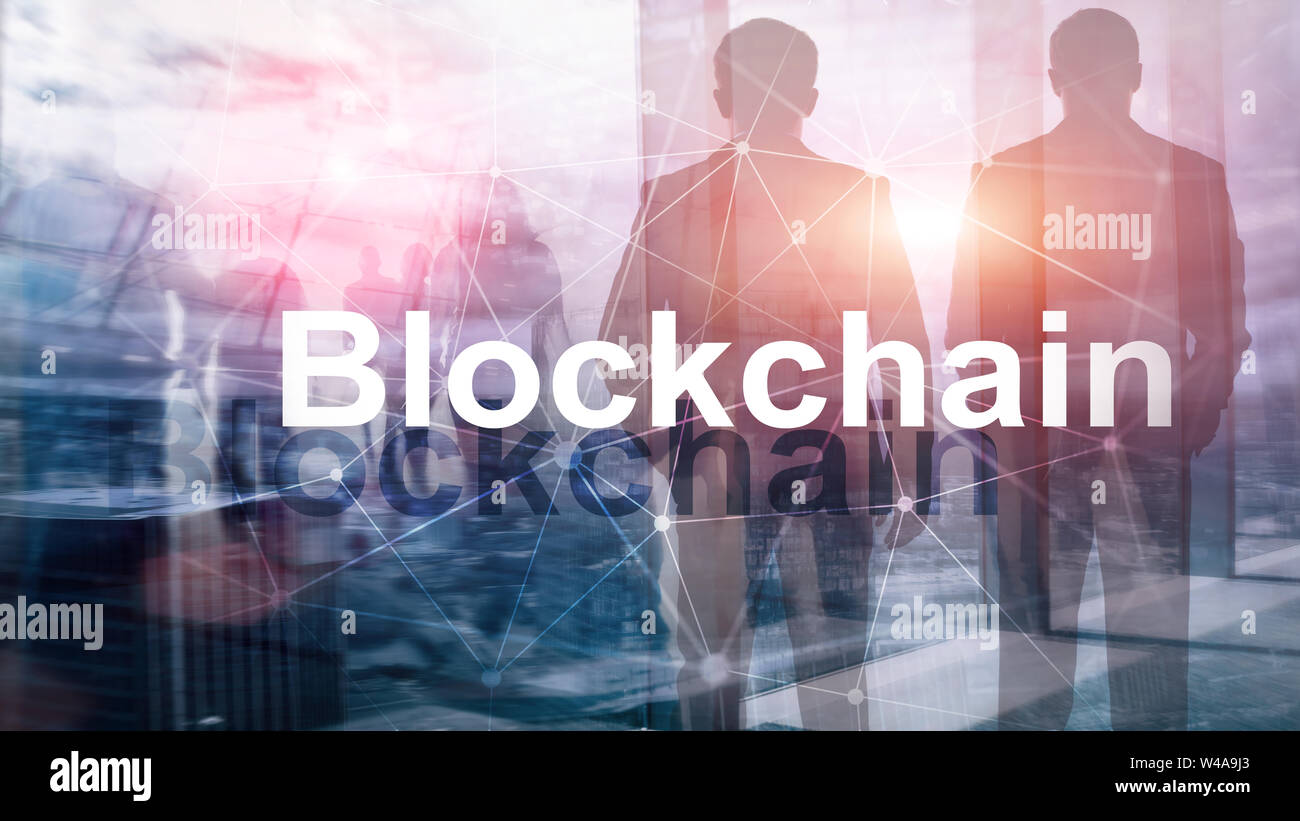 Blockchain technology Concept on server background. Data encryption ...