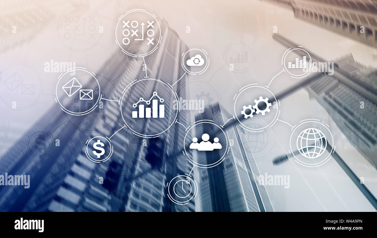 Business process automation concept on blurred background Stock Photo ...