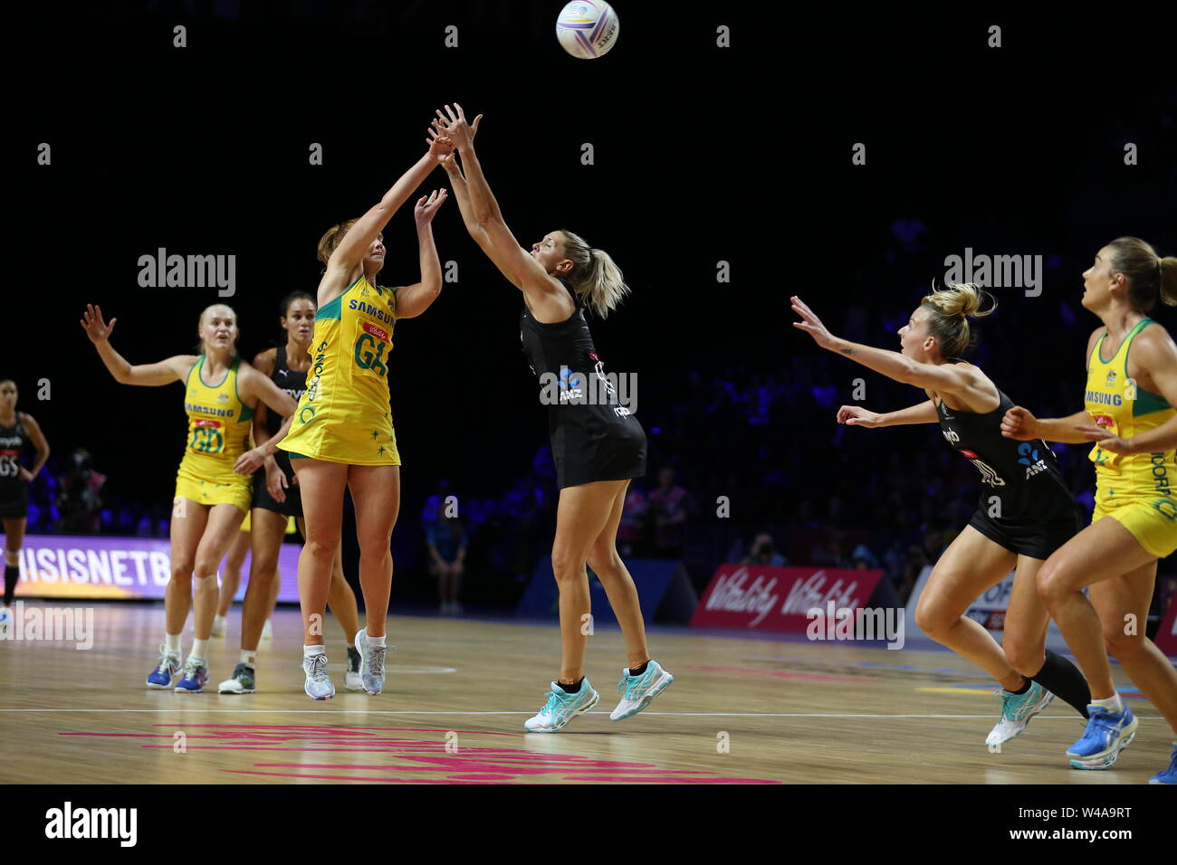 Australia's Steph Wood (left) in action against New Zealand during the ...