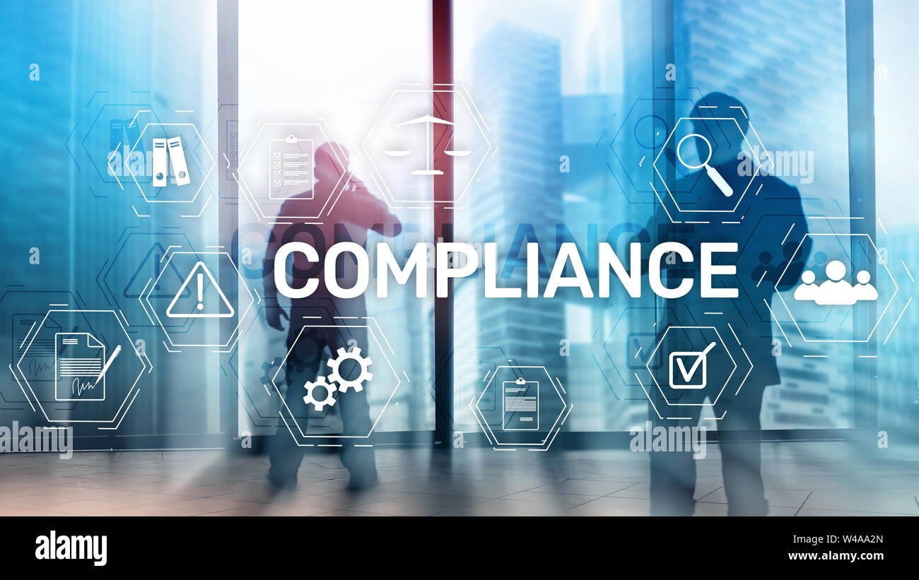 Compliance diagram with icons. Business concept on abstract background ...