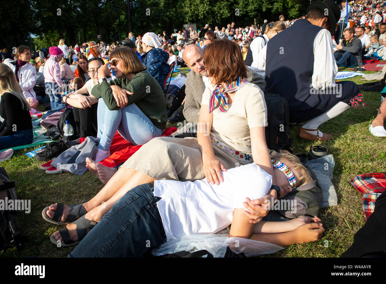 Tallinn, Estonia, 6th July, 2019: people at estonian folk singing ...