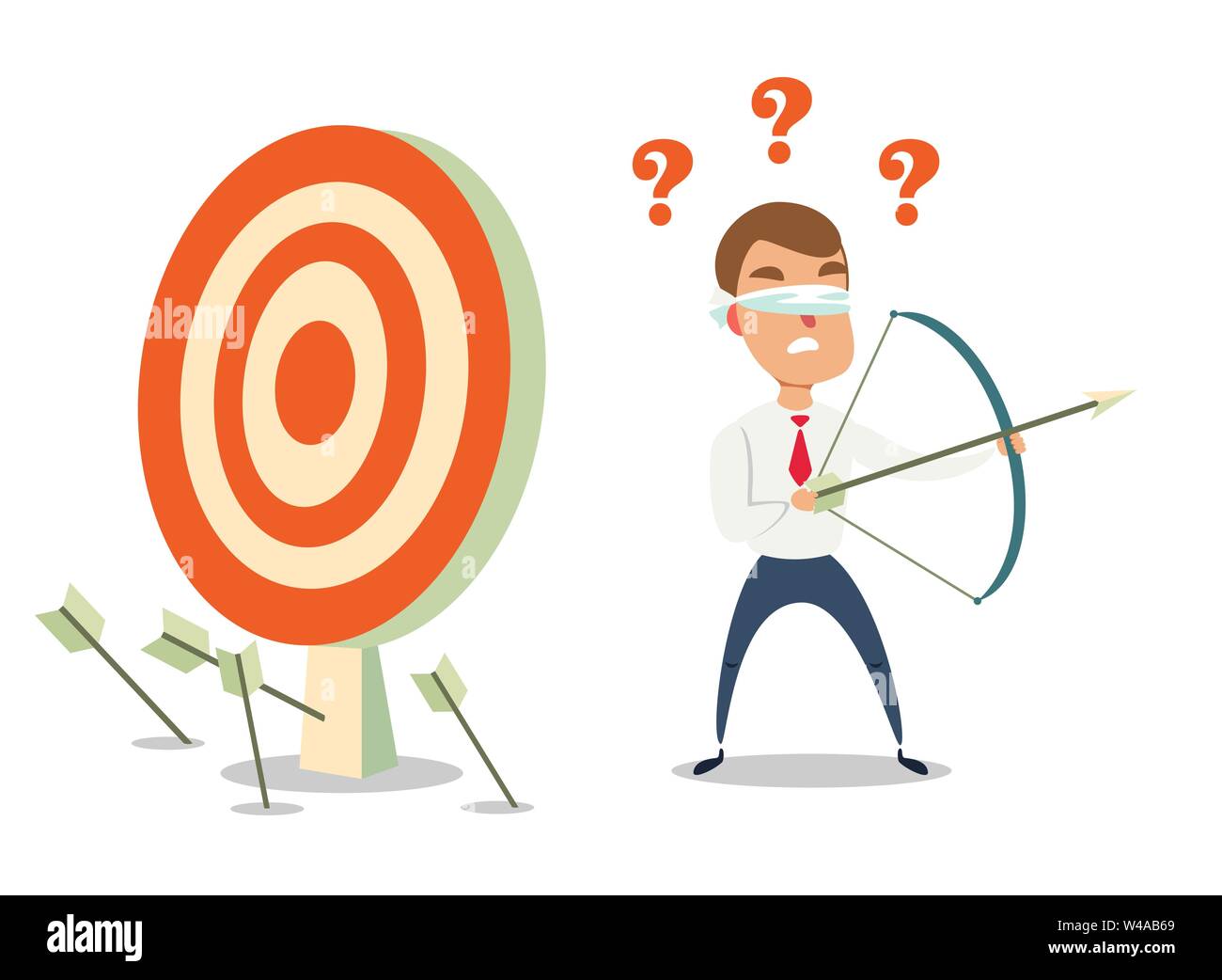 Blindfolded businessman shooting arrow Stock Vector Image & Art - Alamy