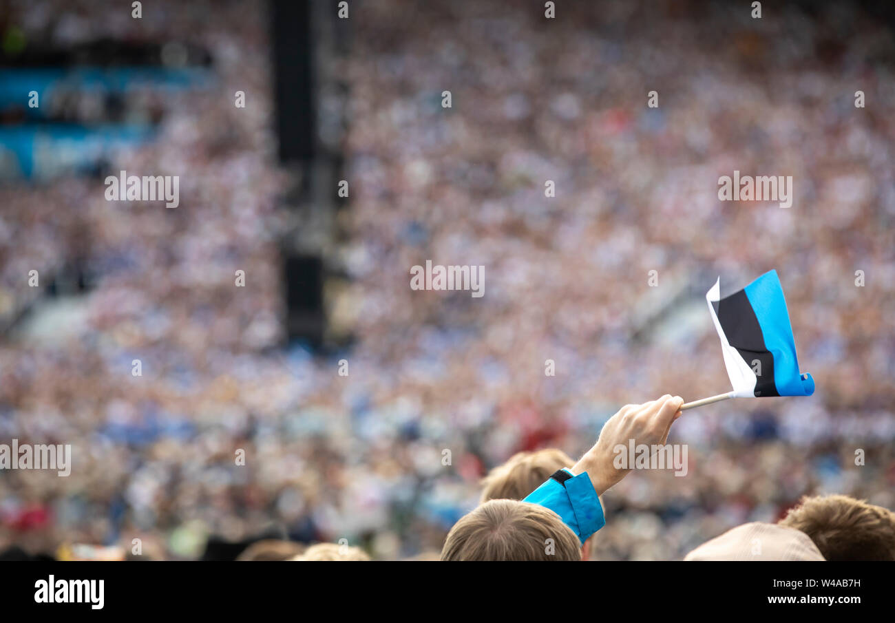 Tallinn, Estonia, 6th July, 2019: people at estonian folk singing ...