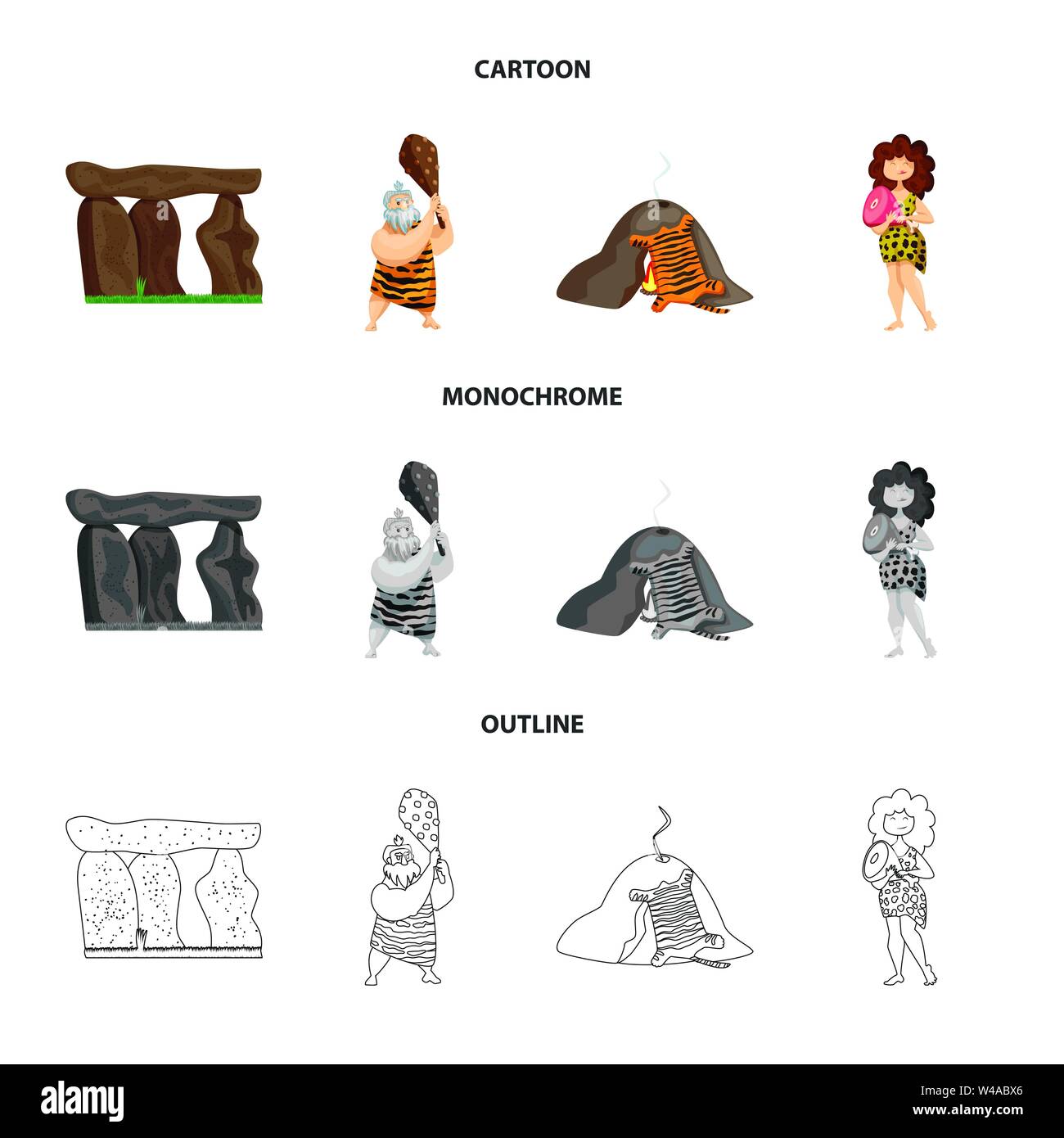 Vector illustration of evolution and prehistory icon. Collection of ...