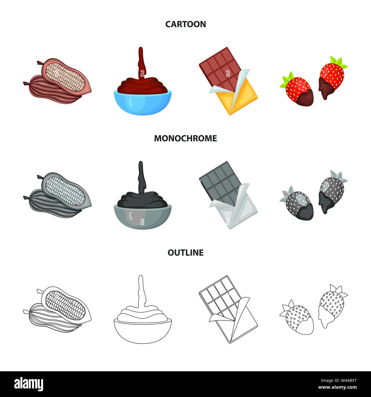 Isolated object of food and yummy logo. Set of food and brown vector ...
