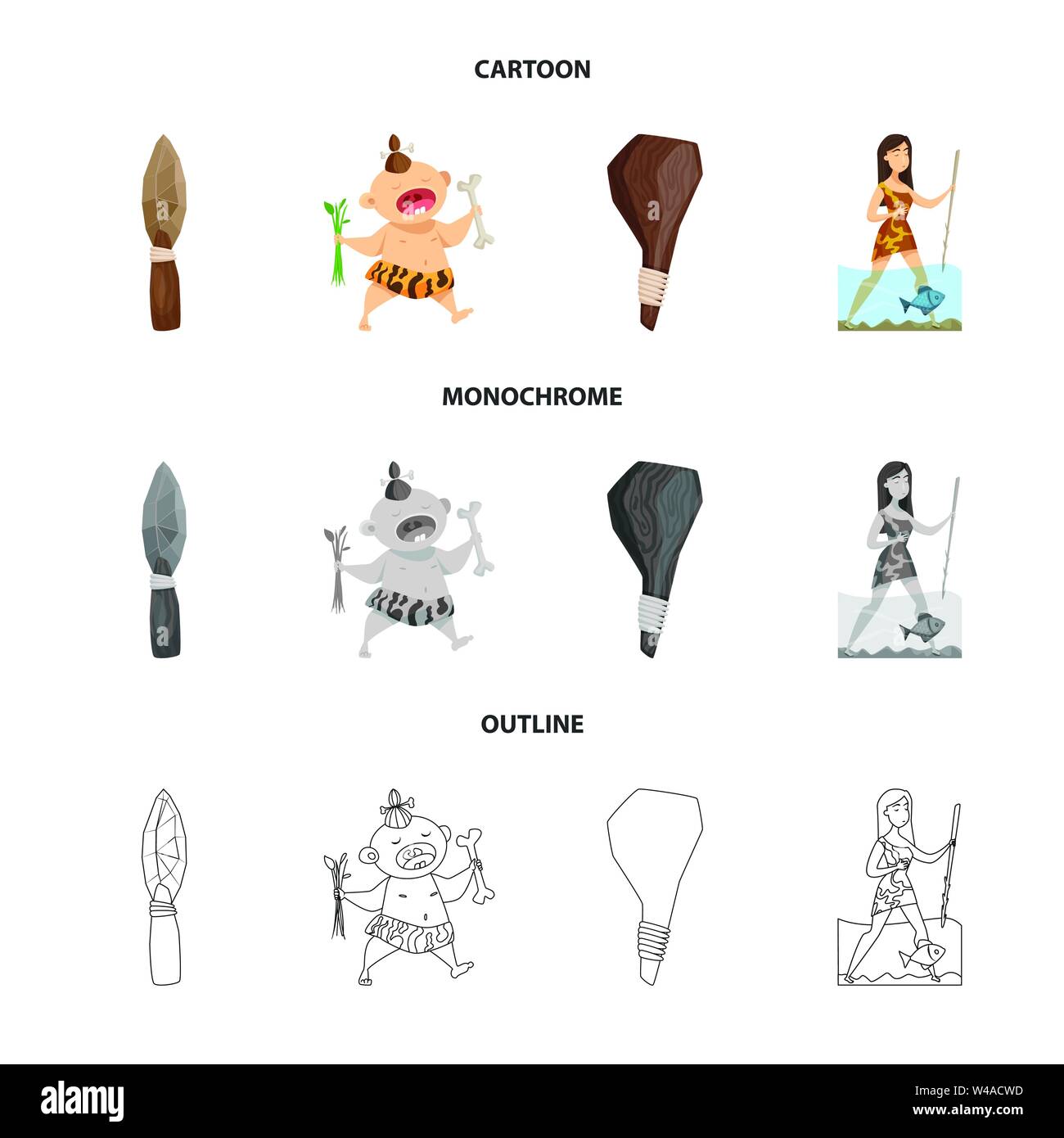 Vector illustration of evolution and prehistory sign. Set of evolution ...