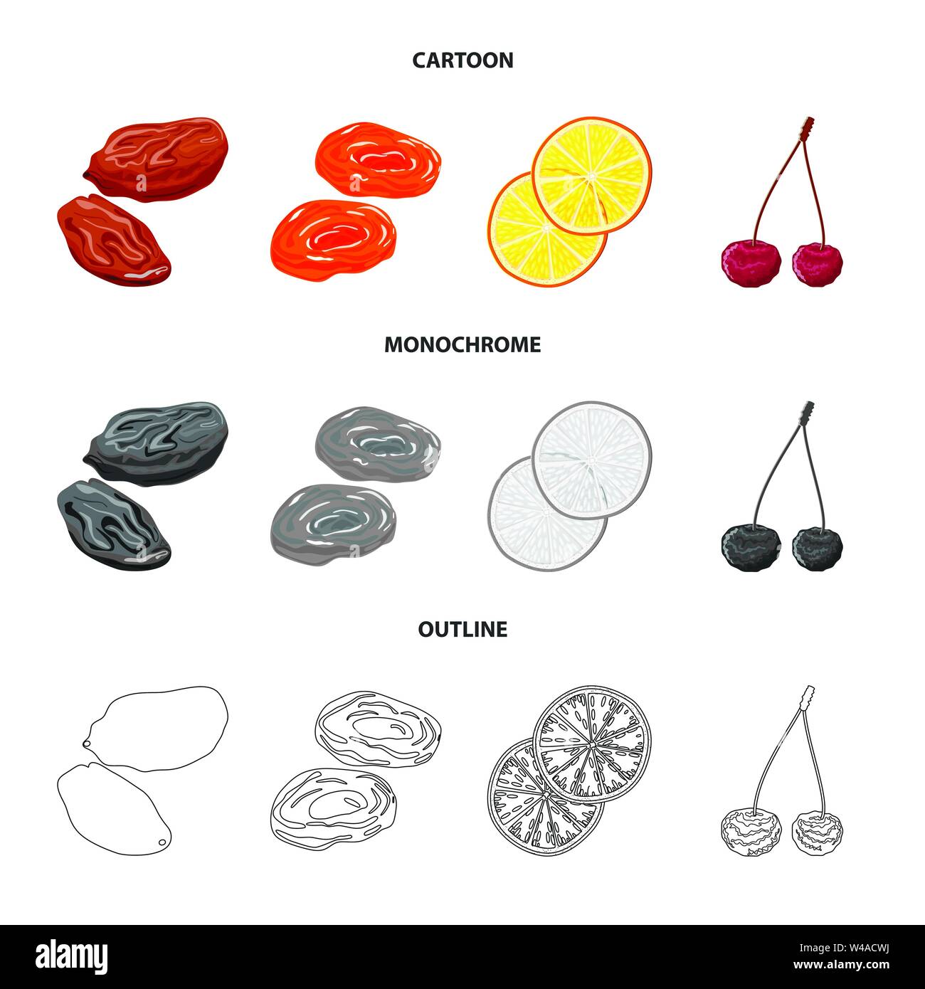 Vector design of food and raw sign. Set of food and nature vector icon ...