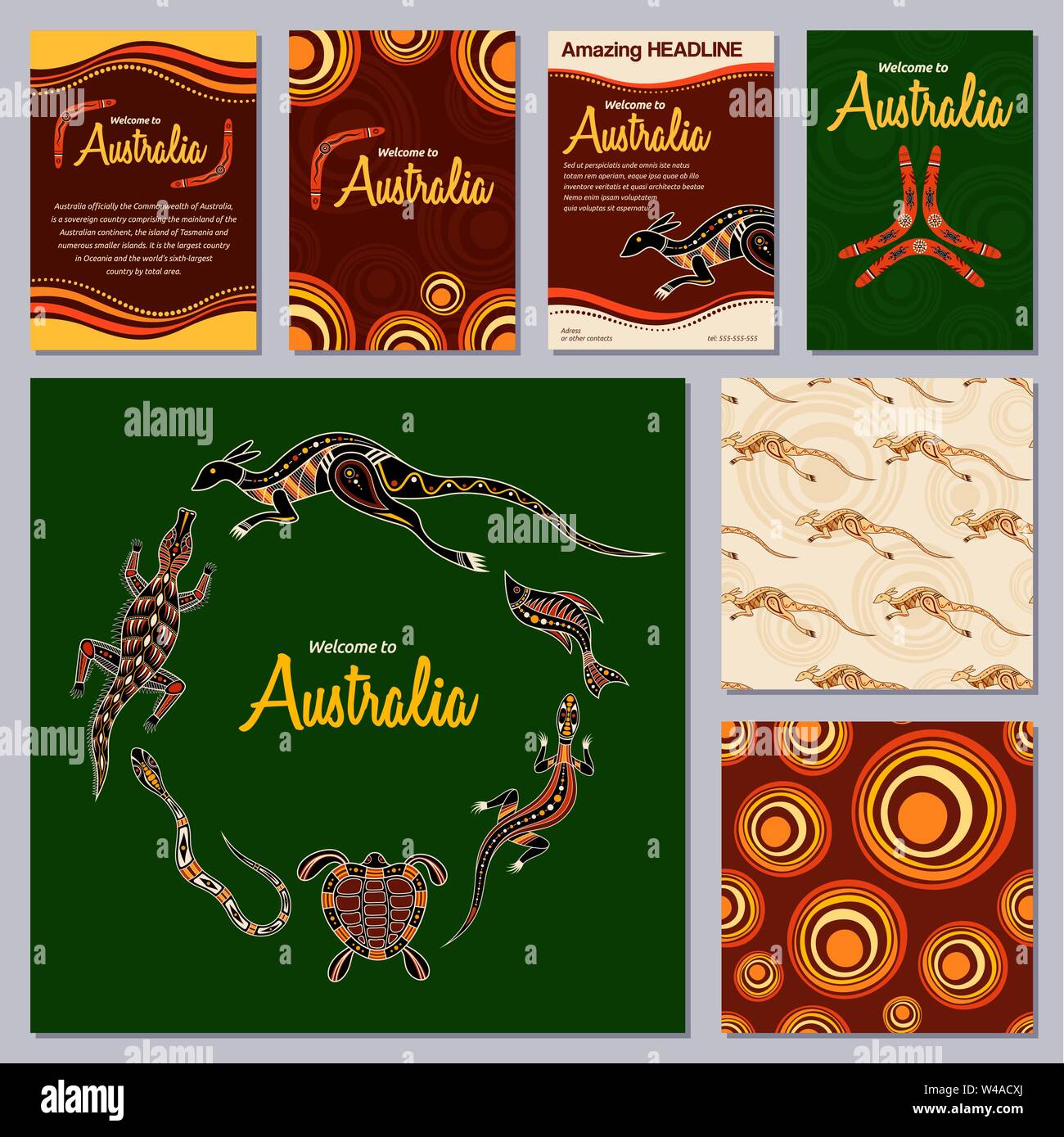 Set of colorful flyers, posters, banners, placards, cards, brochure ...