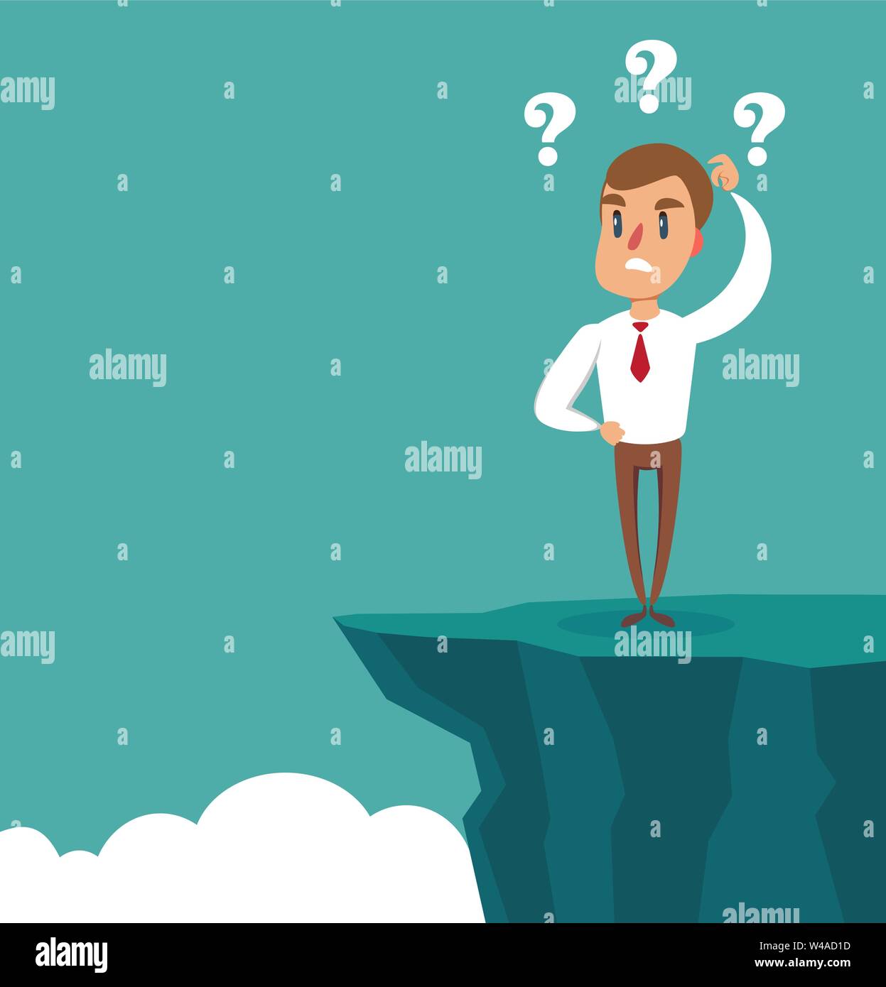 Gap on way to success. Businessman standing in front of abyss. Business ...