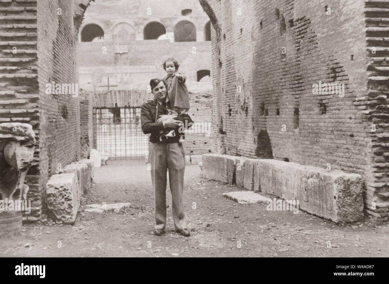 Military Family Touring Rome after World War 2, 1951, Italy Stock Photo ...