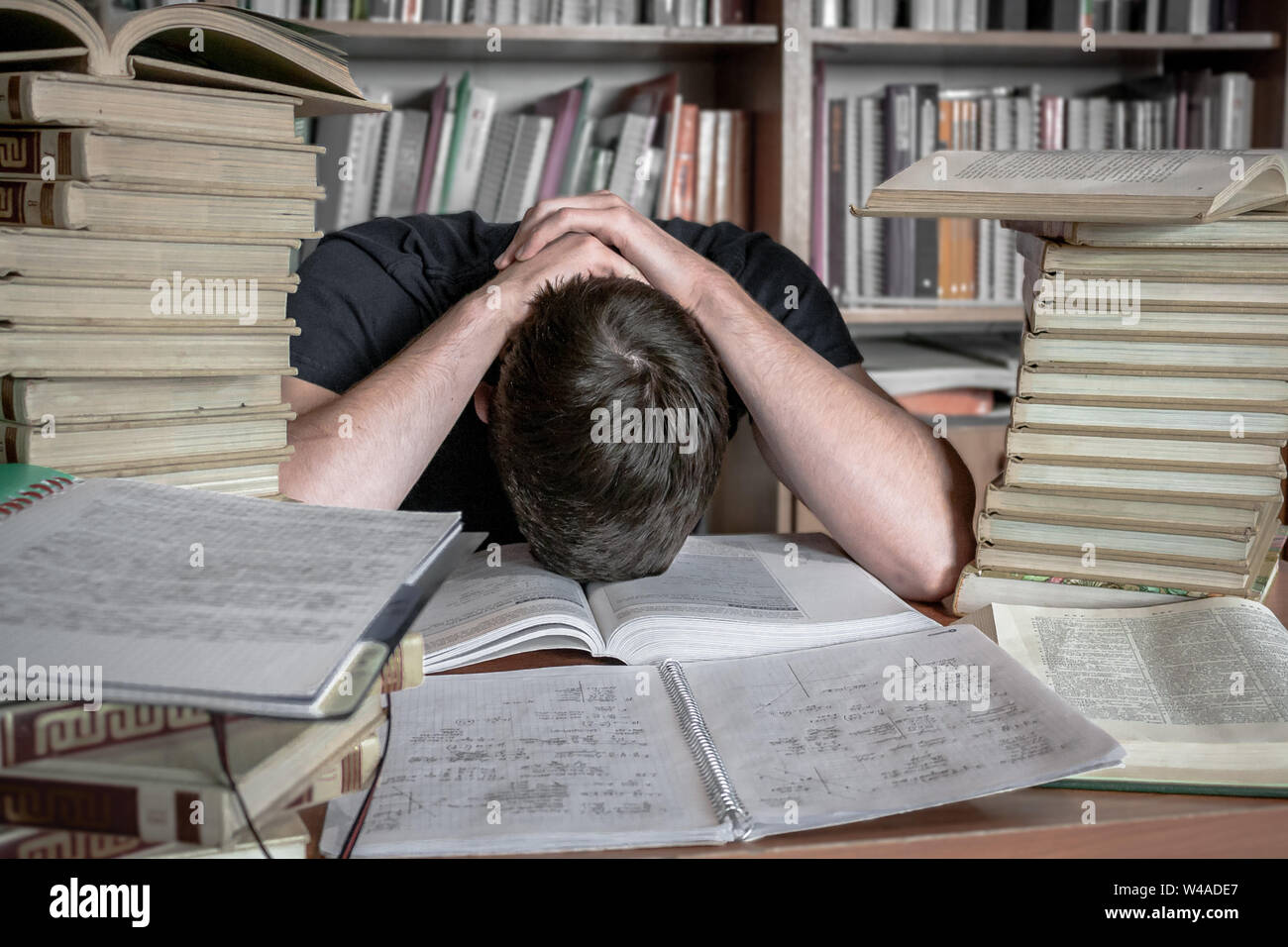 Boy Overwhelmed With School Stock Photo - Alamy