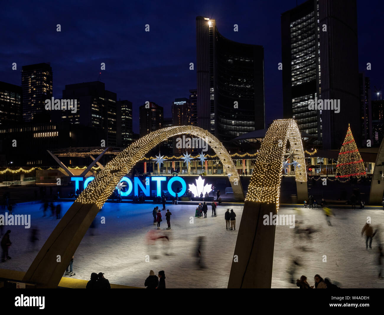 Toronto ice rink and city hall during holidays Stock Photo - Alamy
