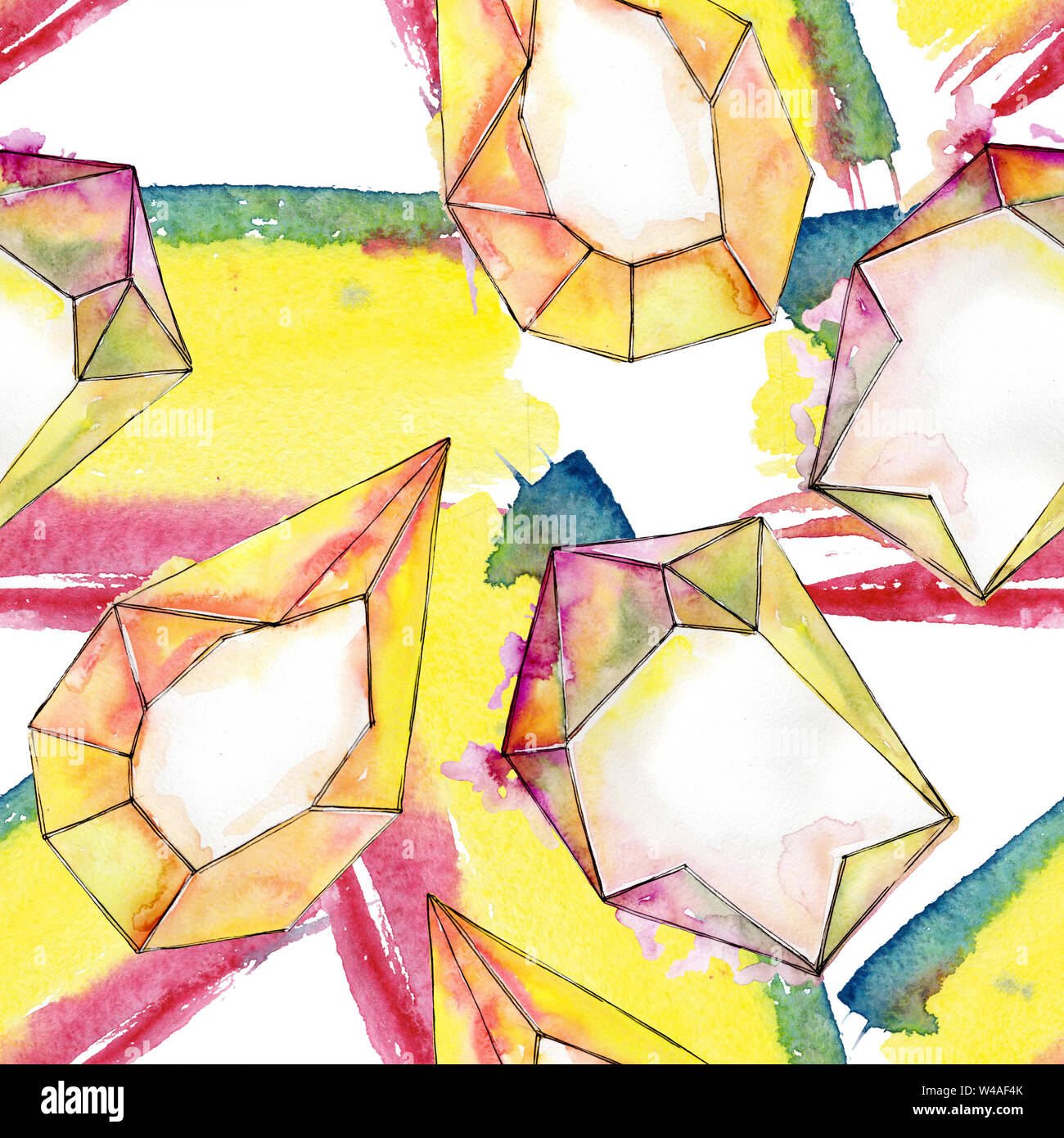 Colorful diamond rock jewelry mineral. Watercolor background ...