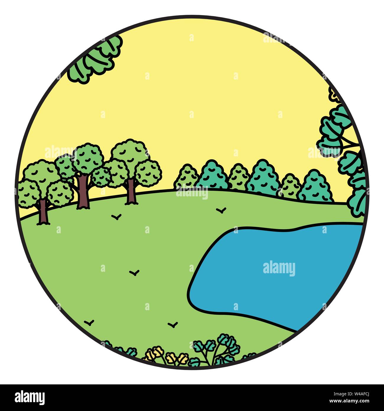 park landscape with lake scene vector illustration design Stock Vector ...