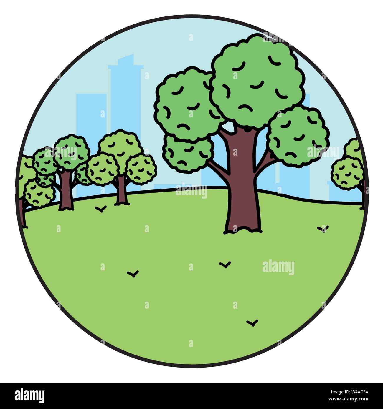 park landscape with forest scene vector illustration design Stock ...
