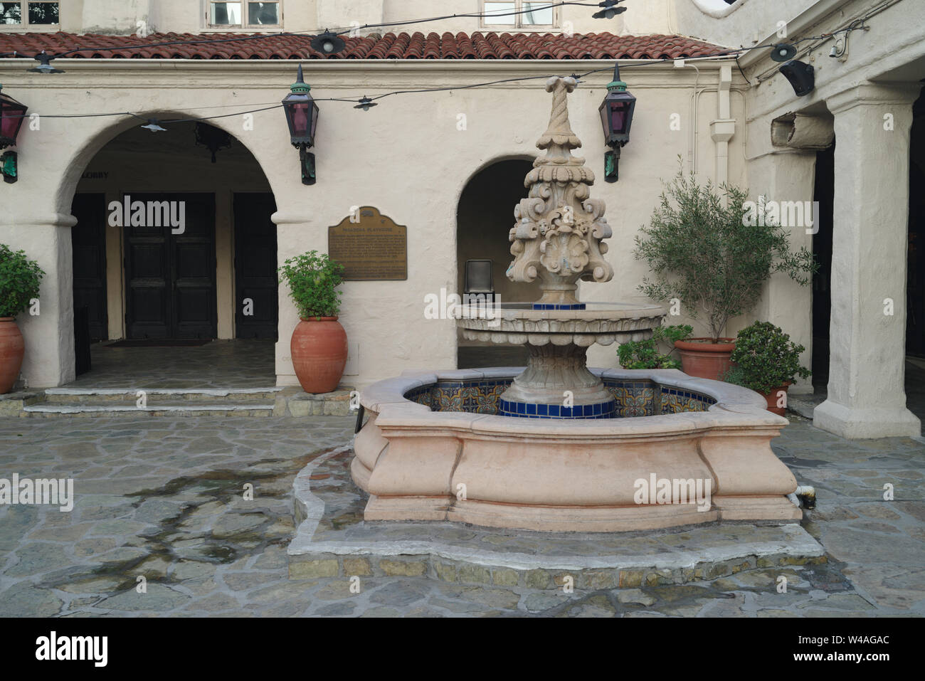 Image of the Pasadena Playhouse courtyard. The theater is a historic ...