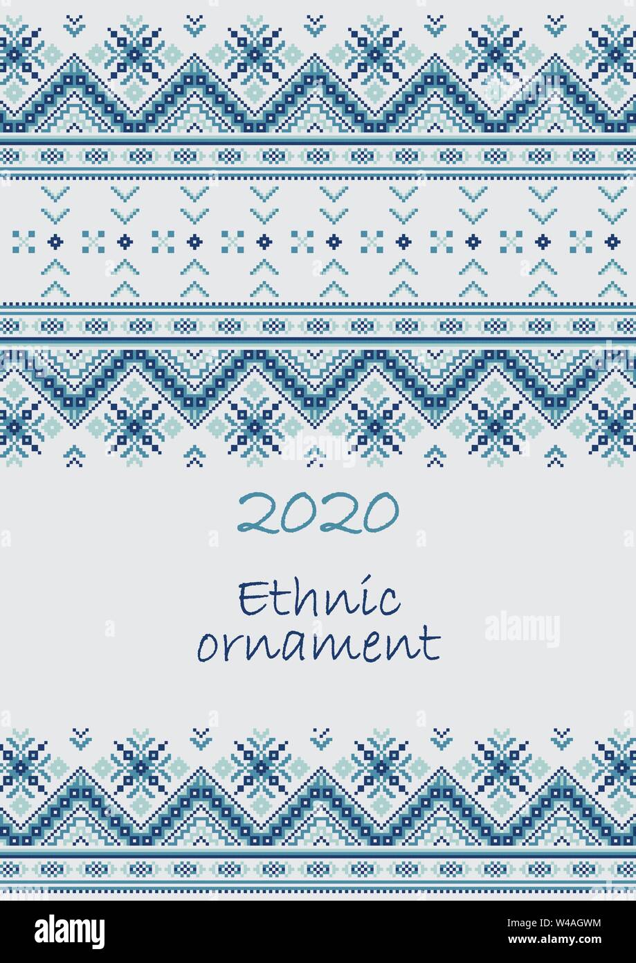 2020 Cover of Calendar planner with ethnic cross-stitch ornament Week ...