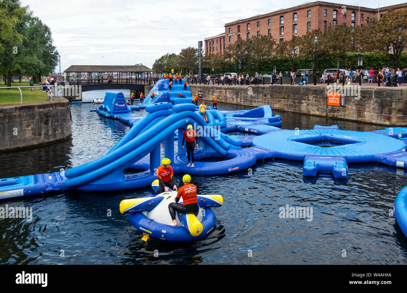 Inflated rafts on Liverpool Docks, England UK Stock Photo - Alamy