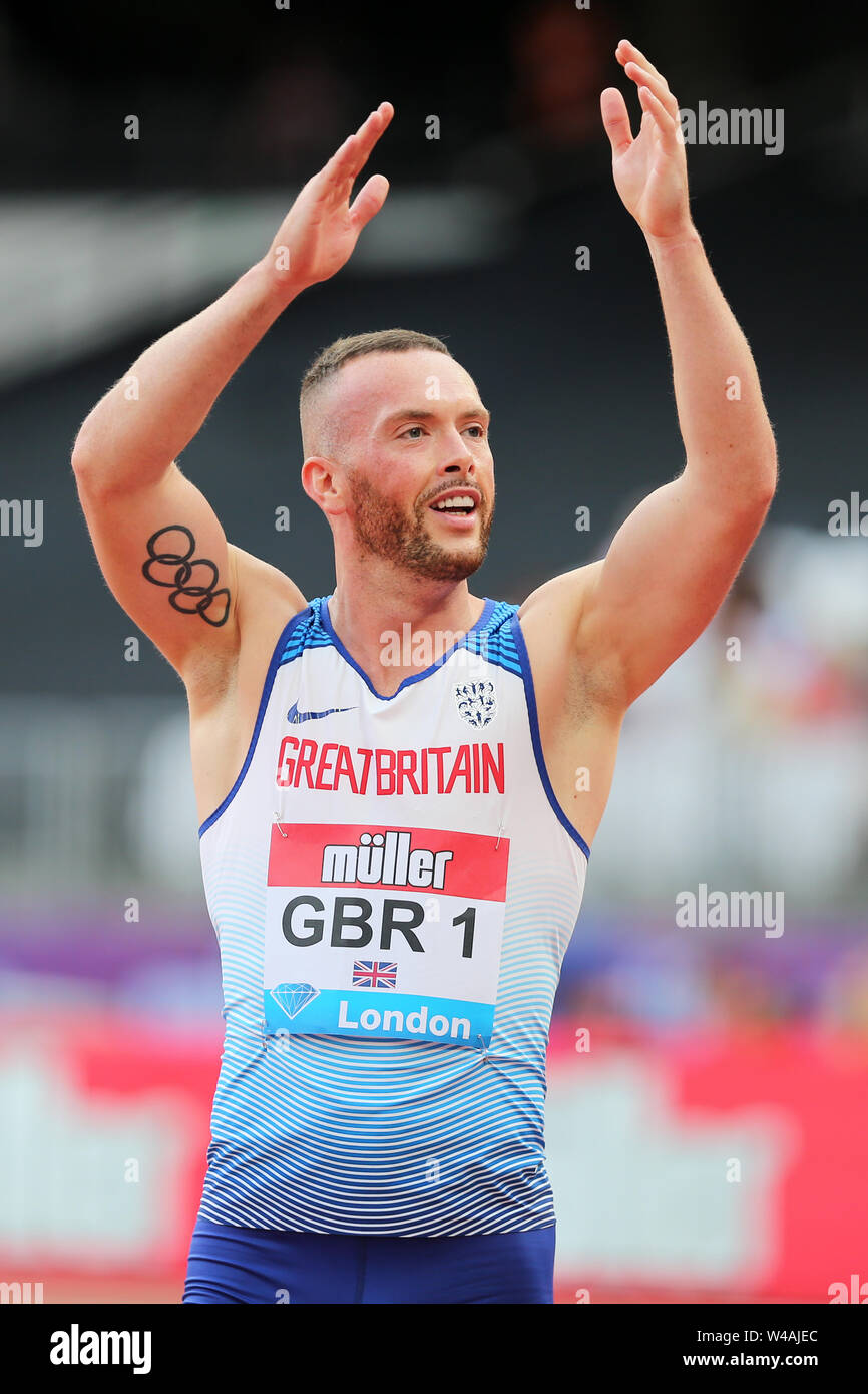 London, UK. 21st July 19. Richard KILTY (Great Britain) runner of the ...
