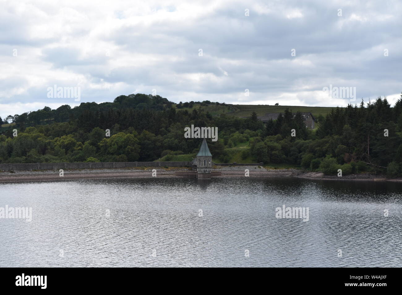 Pontsticill reservoir valve tower Stock Photo - Alamy