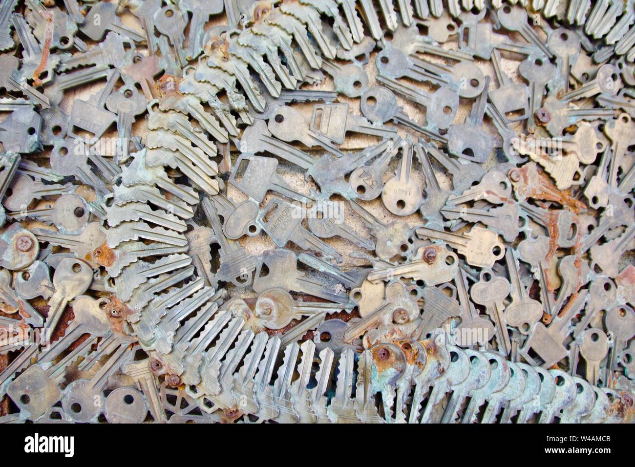Background image of closeup of rusting keys Stock Photo - Alamy