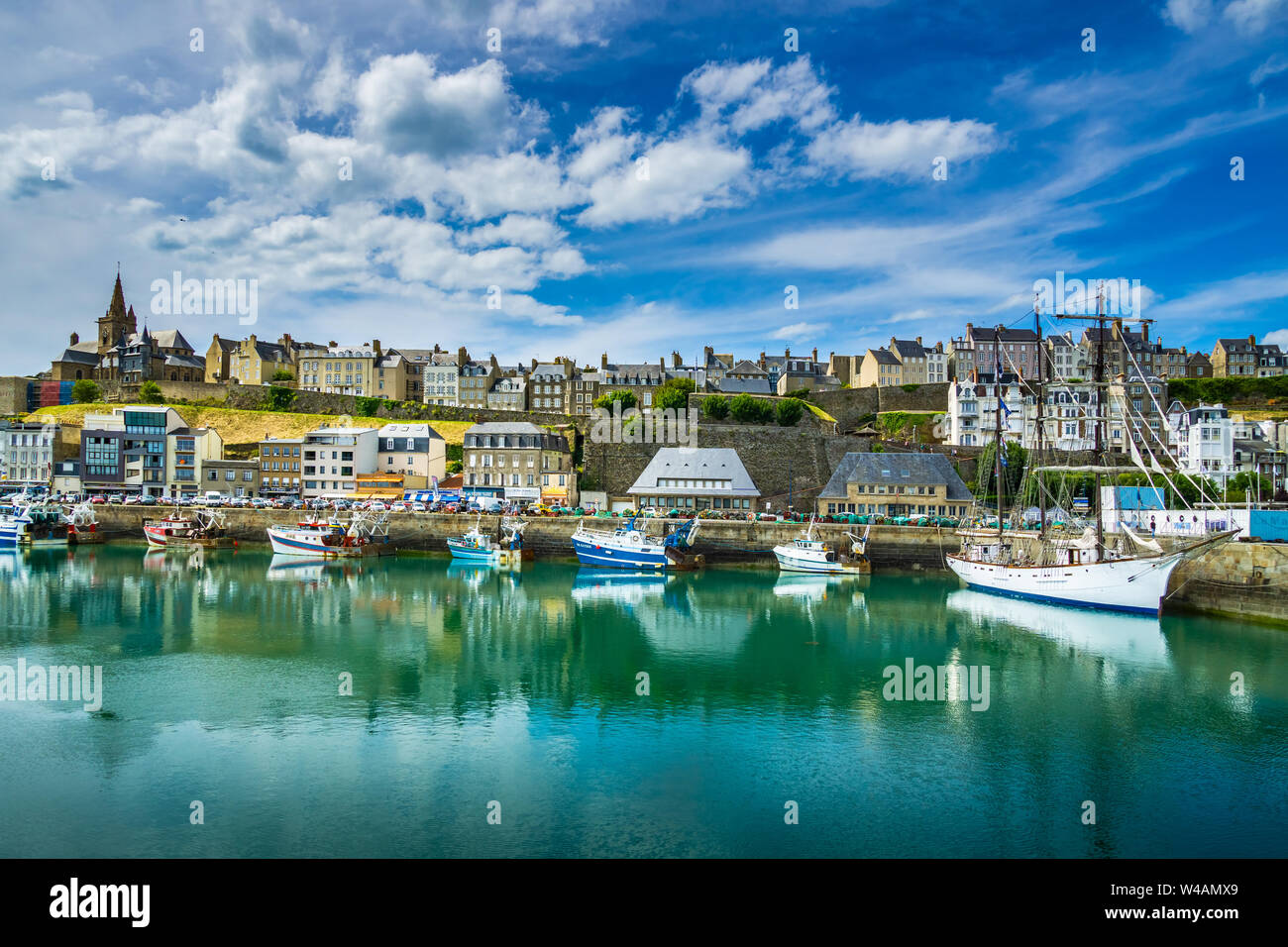Scenic skyline or cityscape of Granville historic old and high town ...