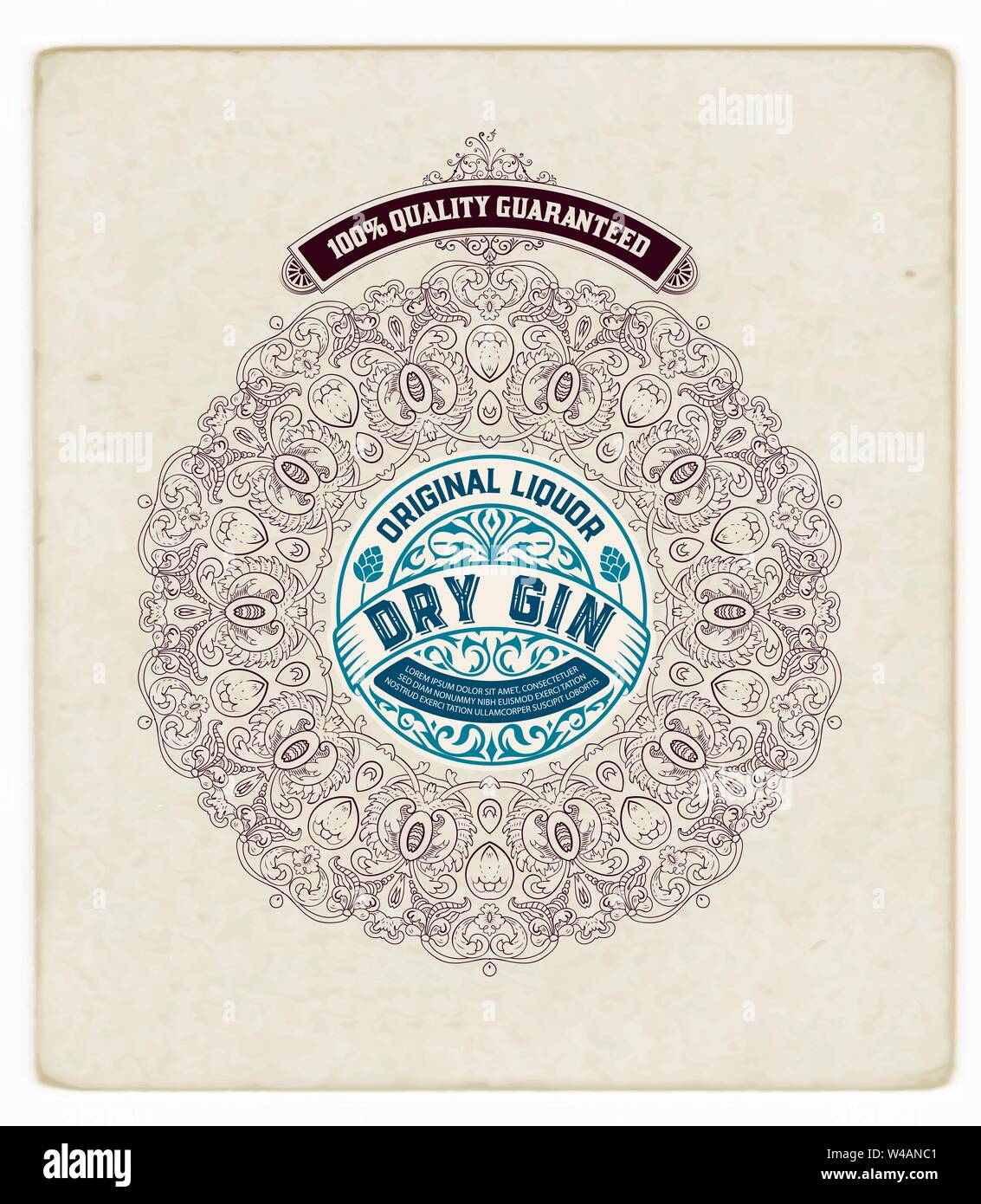Gin label with vintage ornaments Stock Vector Image & Art - Alamy